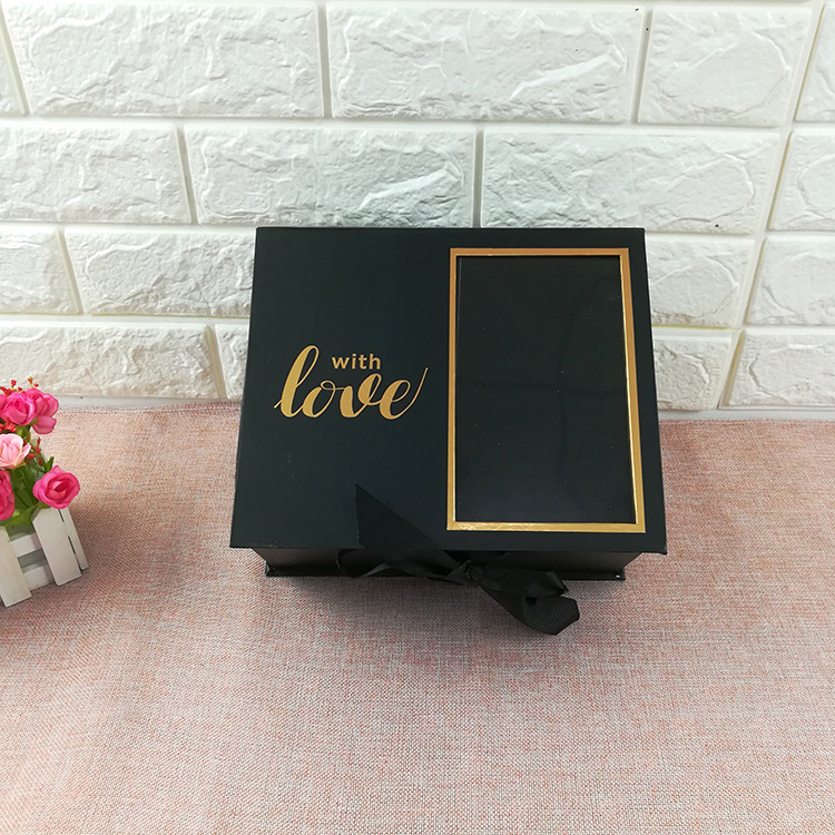 Half-open window clamshell gift box